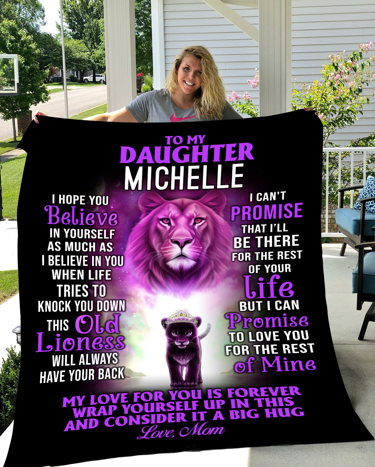 Personalize Name Blanket | To My Daughter Purple Lioness | From Mom ...